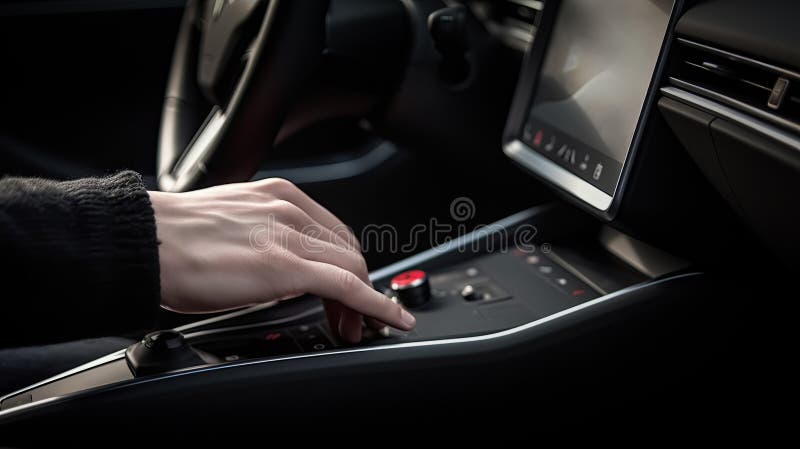 Hand Pushing on a Smart Start Button on Car Control Engine Ignition for ...