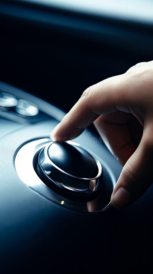 Hand Pushing on a Smart Start Button on Car Control Engine Ignition for ...