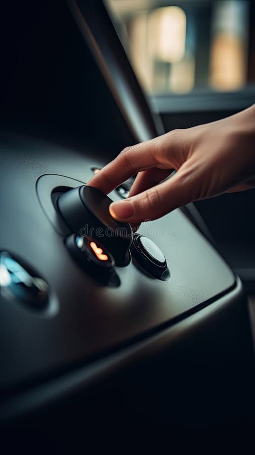 Hand Pushing on a Smart Start Button on Car Control Engine Ignition for ...