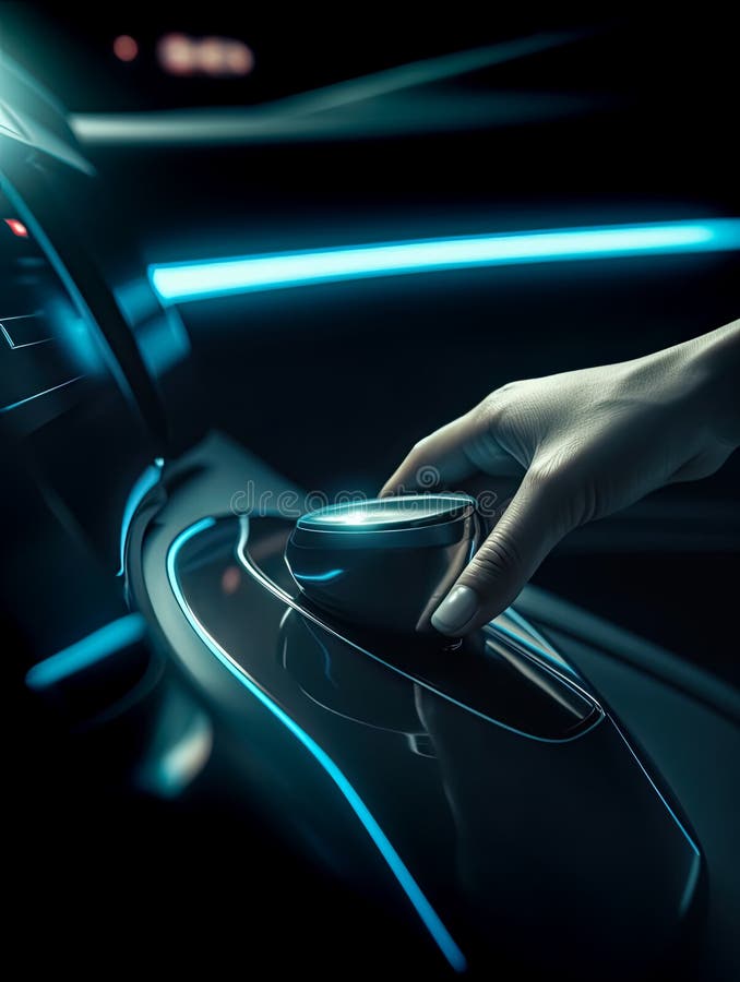 Hand Pushing on a Smart Start Button on Car Control Engine Ignition for ...