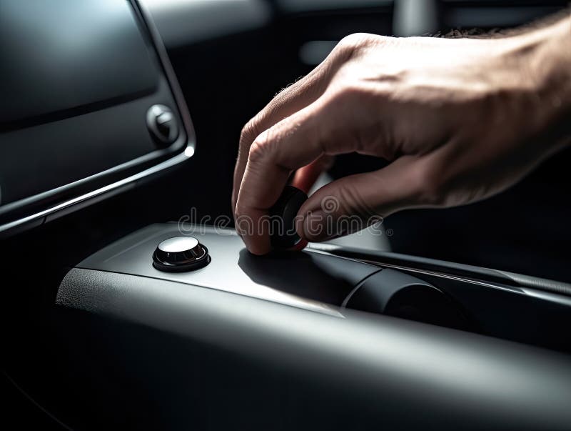 Hand Pushing on a Smart Start Button on Car Control Engine Ignition for ...