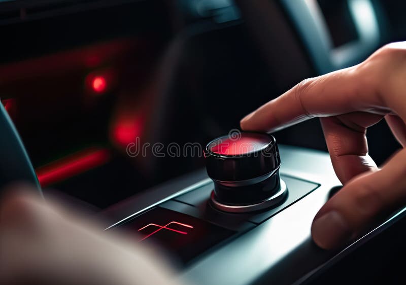 Hand Pushing on a Smart Start Button on Car Control Engine Ignition for ...