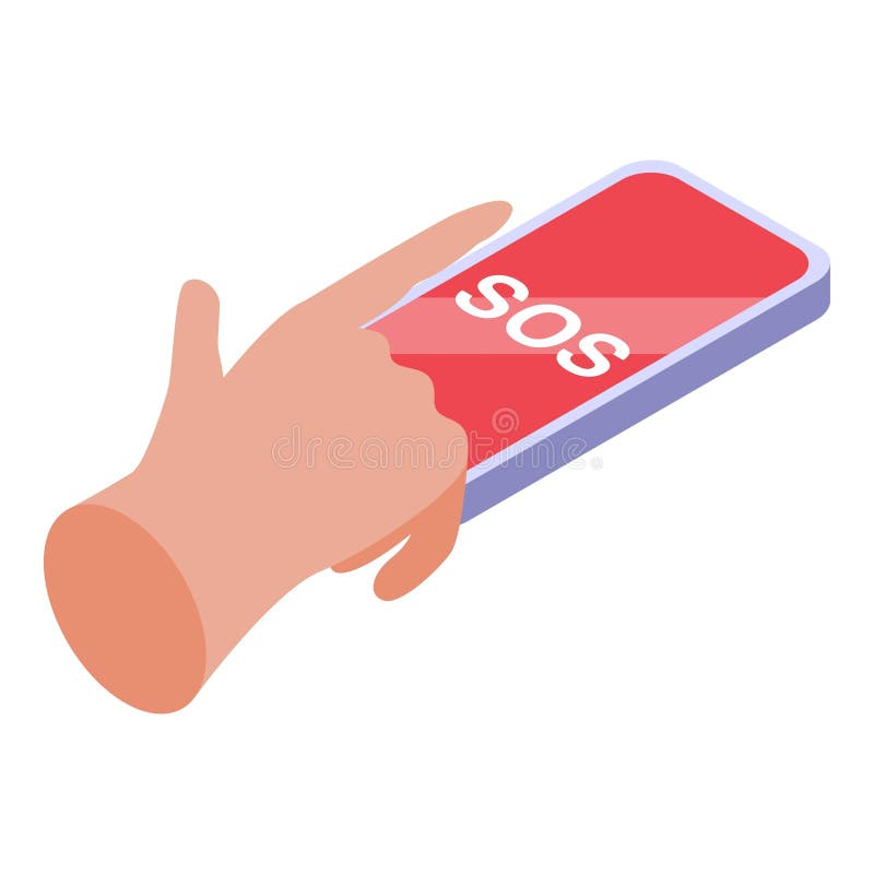 Hand is Pushing Sos Button on Smartphone Screen Stock Vector ...