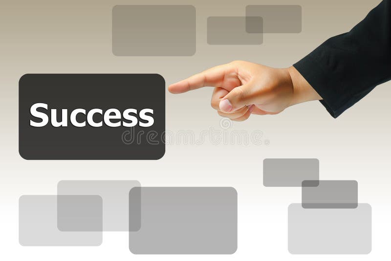 Hand Pushing Success Button Stock Illustration - Illustration of push ...