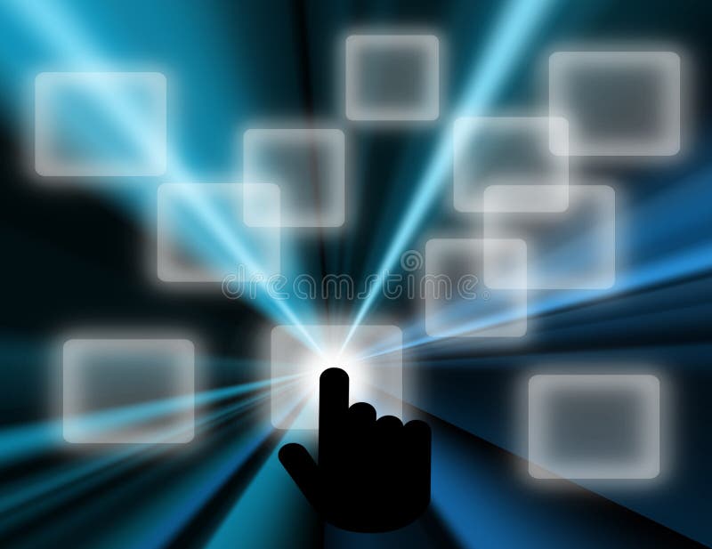 Hand Pushing Touch Screen Button Background Stock Illustration ...