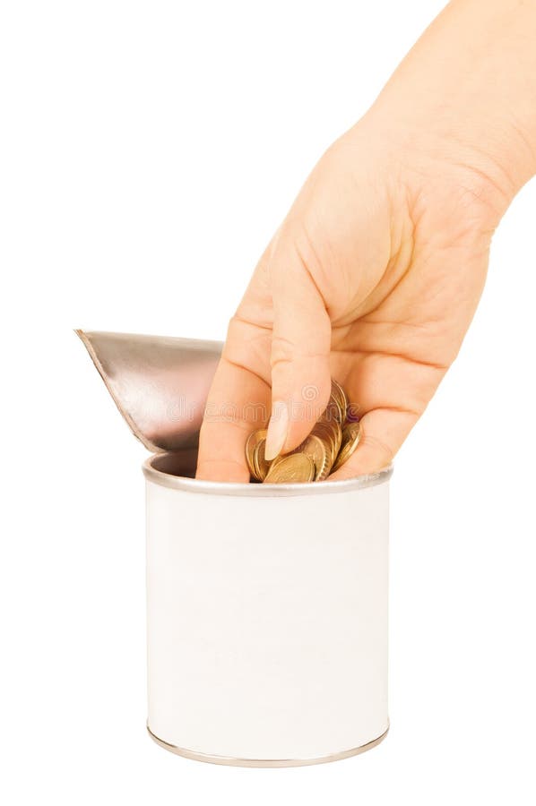 Hand put coin in purse stock photo. Image of pound, adding - 19731212