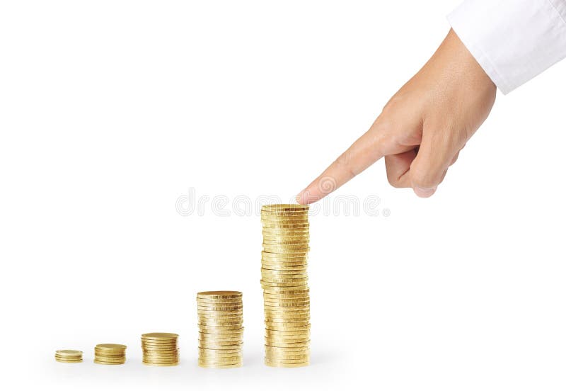 Hand put coin to money stock illustration. Illustration of growth ...