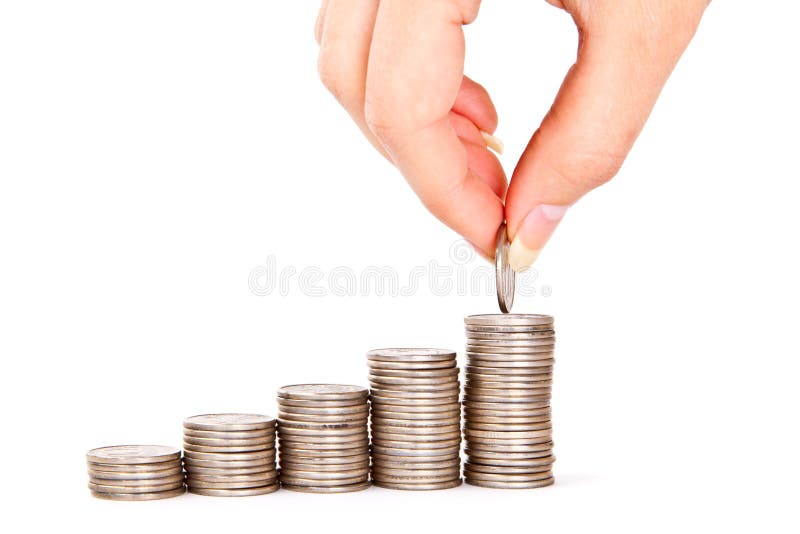 Hand Put Coin To Money Staircase Stock Photo - Image of financial ...