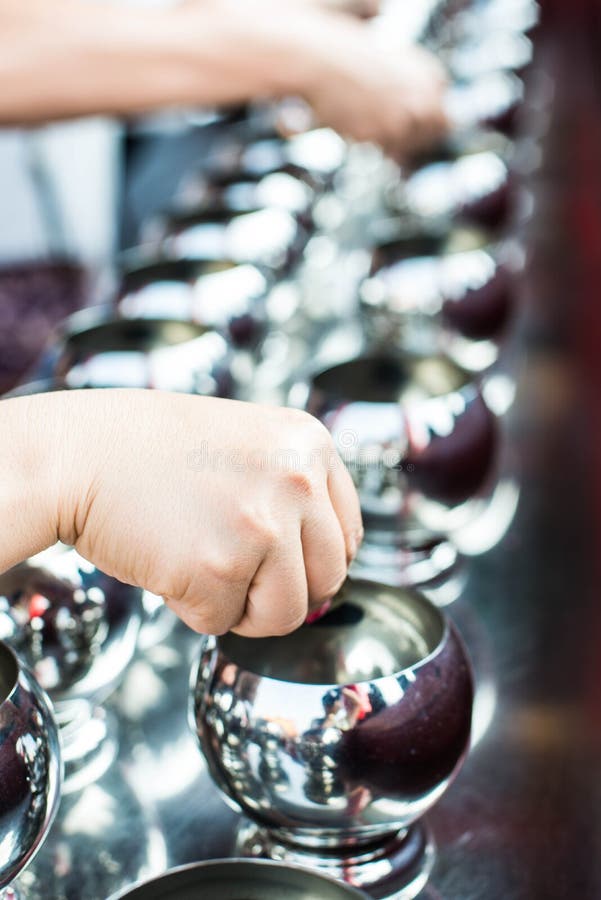 Hand Put Coin in To Monk Bowl Stock Photo - Image of give, receive ...
