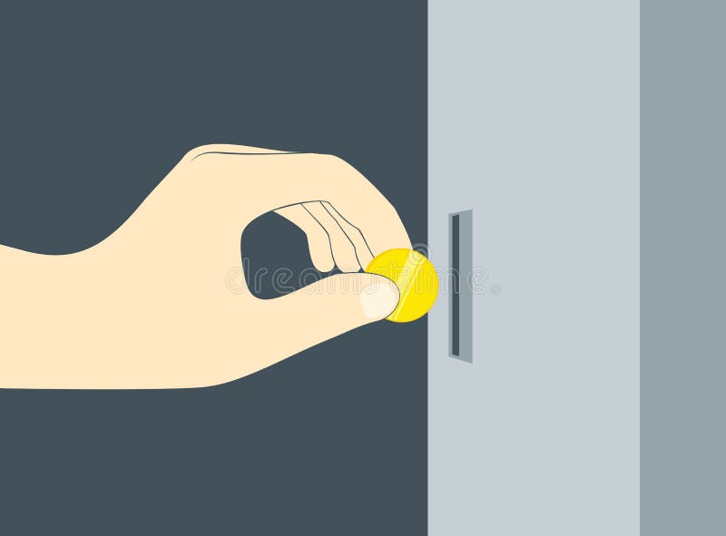 Hand put coin stock vector. Illustration of giving, coin - 85805886