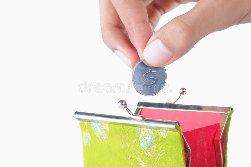 Hand Put Coin into the Wallet Stock Image - Image of icon, investment ...