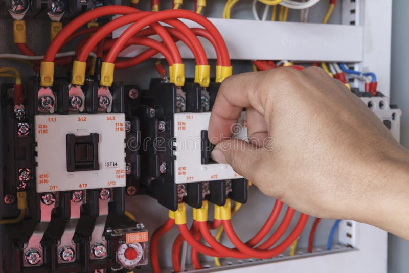 Close-up Electrical Wiring with Fuses and Contactors. Stock Image ...