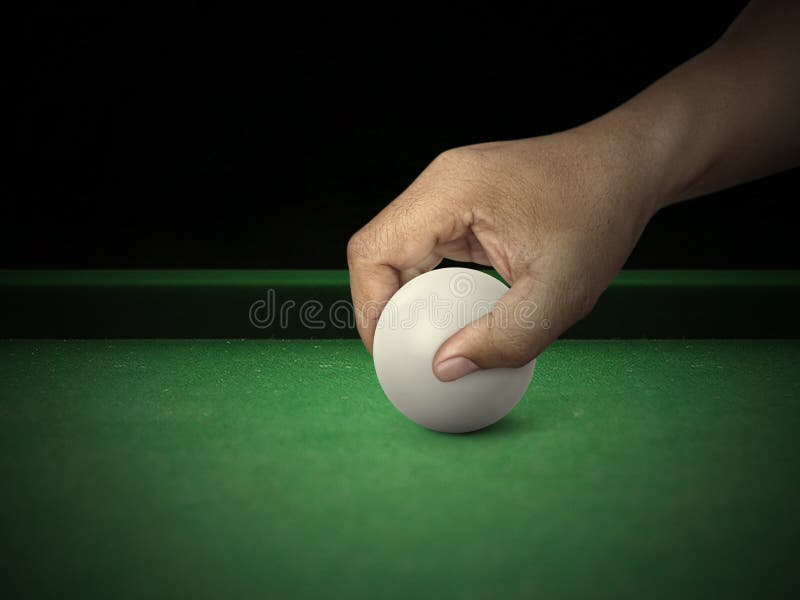 Hand Puts Billiard Ball on the Billiard Table Stock Image - Image of ...
