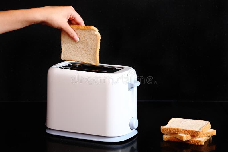 Shiny Chrome Toaster with Two Slices of Bread Stock Image - Image of ...