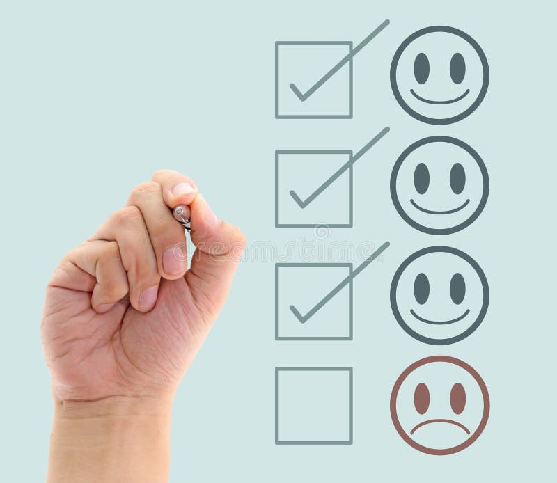 Hand Putting Check Mark on Customer. Stock Photo - Image of assessment ...