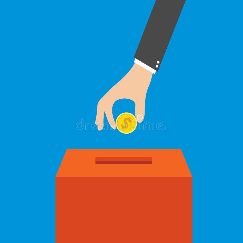 Hand Putting Coin in the Box, Vector Stock Vector - Illustration of ...