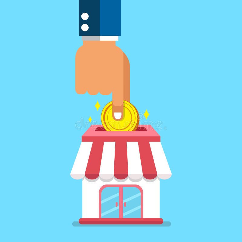 Hand Putting Money Coin in the Donation Box Stock Vector - Illustration ...