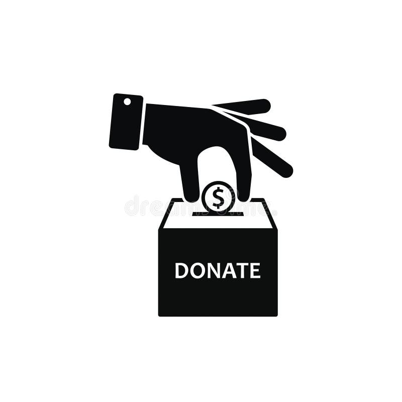 Hand Putting Coin in Donation Box. Vector Icon Stock Vector ...