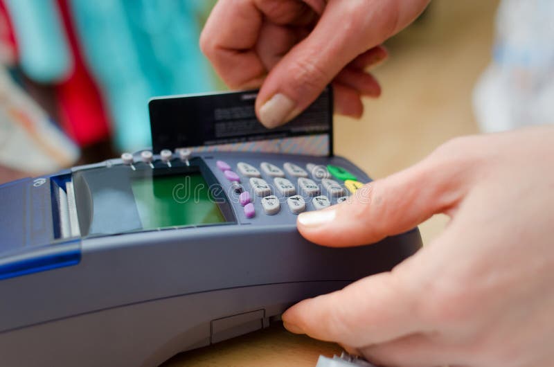 Hand Putting Credit Card into Payment Machine Stock Photo - Image of ...
