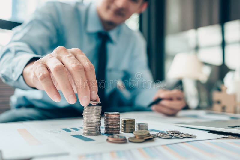 Hand Putting Money Coins Stack Growing, Saving Money for Finance ...