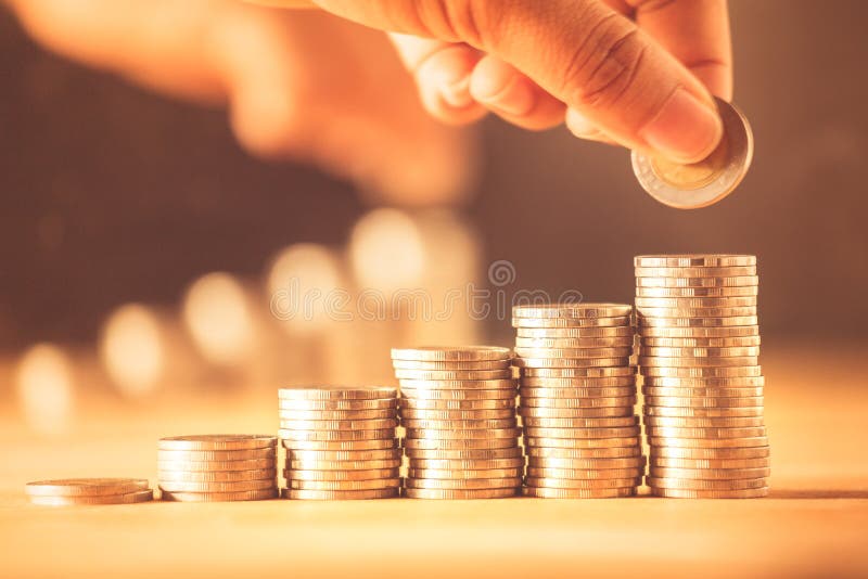 Hand Putting Money Coins Stack for Save Money Concept. Money Management ...