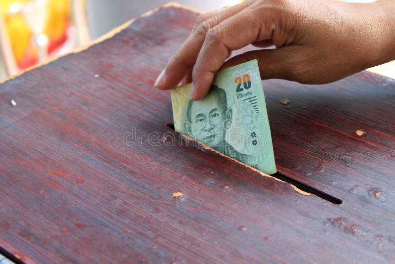 Hand Putting Money To Donate Stock Image - Image of money, finance ...