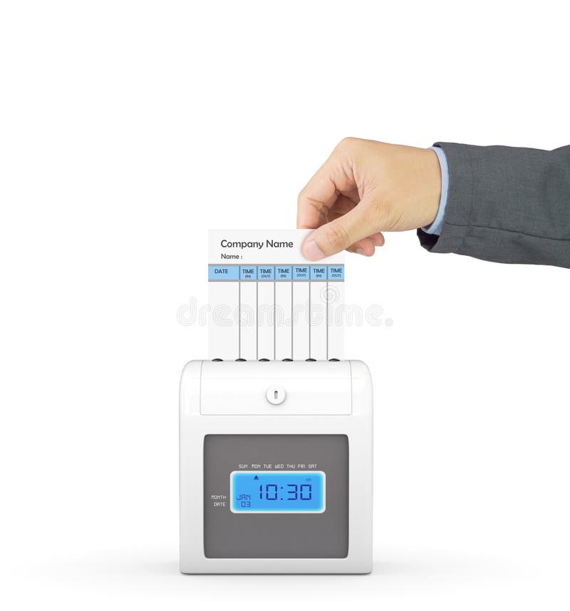 Hand Putting Paper Card in Time Recorder Machine Stock Illustration ...