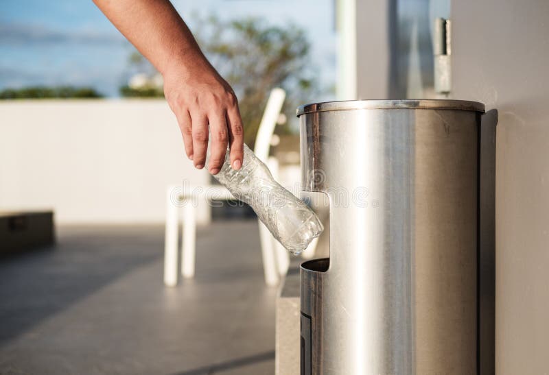 Hand Putting Plastic Bottle Waste in Garbage Trash Stock Photo - Image ...