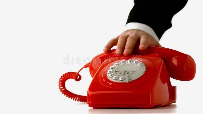 Hand Putting Receiver Down on Red Dial Phone Stock Video - Video of ...