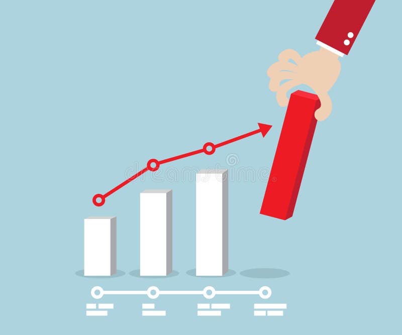 Hand Putting Red Up Graph stock vector. Illustration of business - 67412735