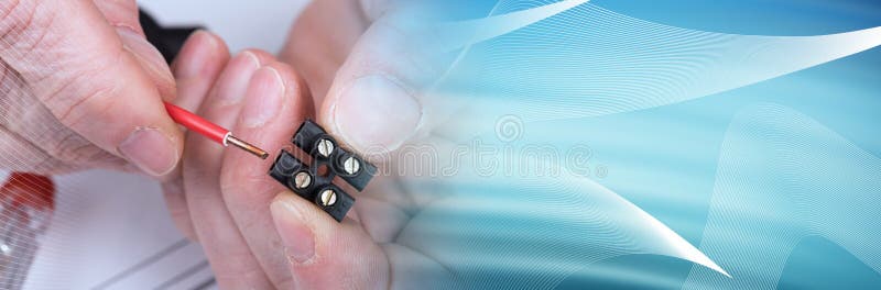 Electrical Work; Panoramic Banner Stock Photo - Image of terminal ...