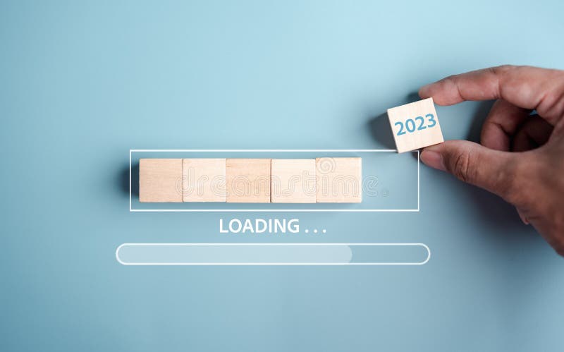 Hand Putting Wooden Cube Block for Loading Progress from 2022 To 2023 ... Hand Putting Wooden Cube Block for Loading Progress from 2022 To 2023 ...