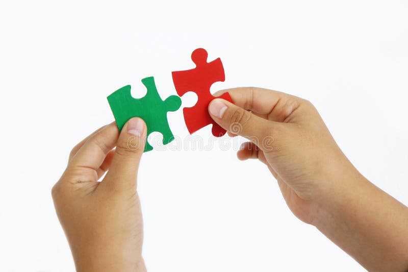 Hand and puzzle stock image. Image of isolated, connect - 25458971