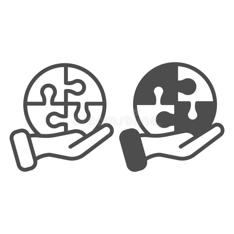 Hand with Puzzle Game Bubble Line and Solid Icon, Design Recruitment ...