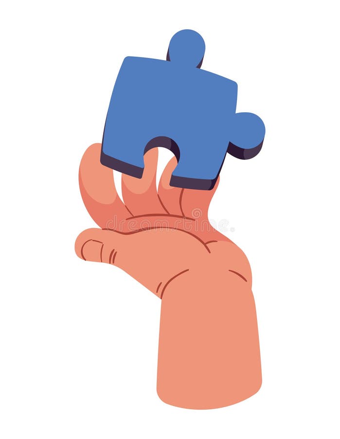 Hand with puzzle piece stock vector. Illustration of game - 271120947