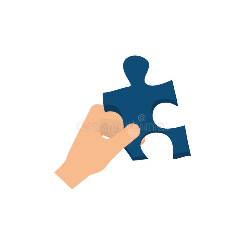 Hand with puzzle piece stock illustration. Illustration of challenge ...