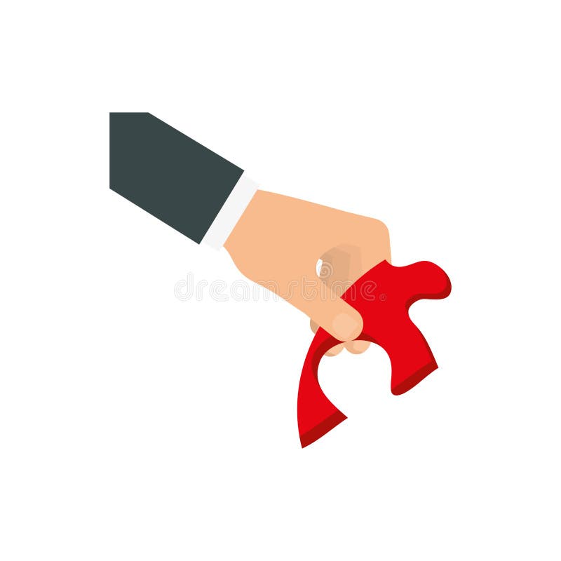 Hand with puzzle piece stock illustration. Illustration of isolated ...