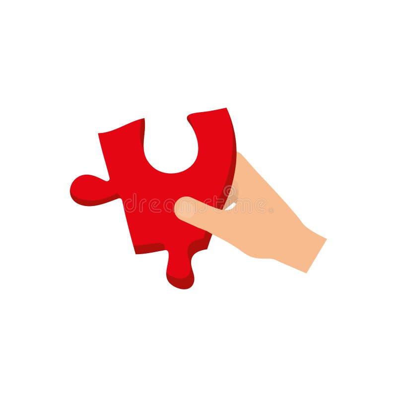 Hand with puzzle piece stock illustration. Illustration of challenge ...