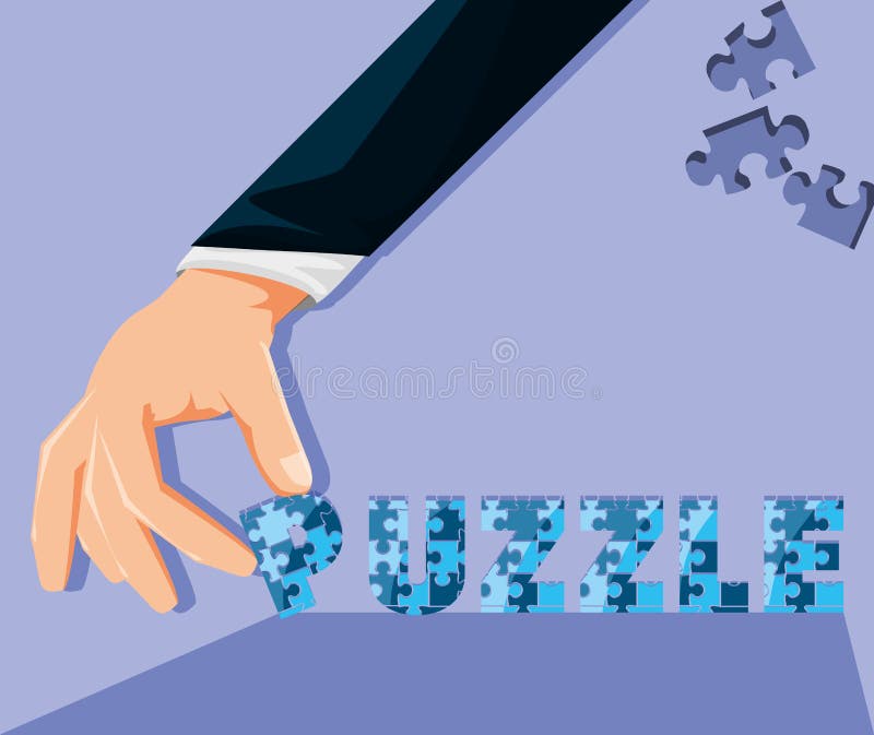 Hand with puzzle pieces stock vector. Illustration of leisure - 135238202