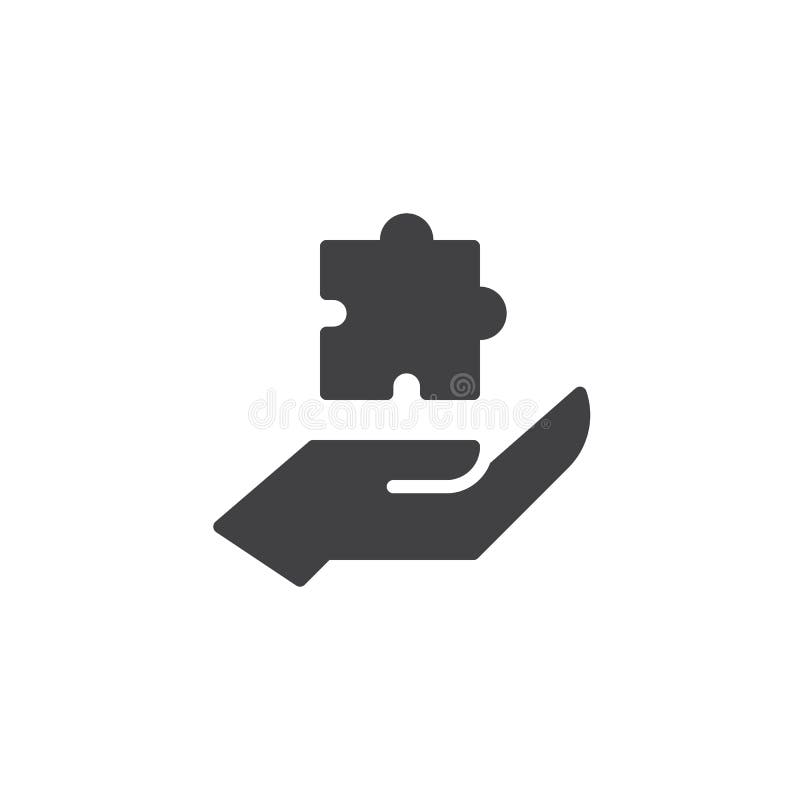 Hand and Puzzle Vector Icon Stock Vector - Illustration of hand, match ...