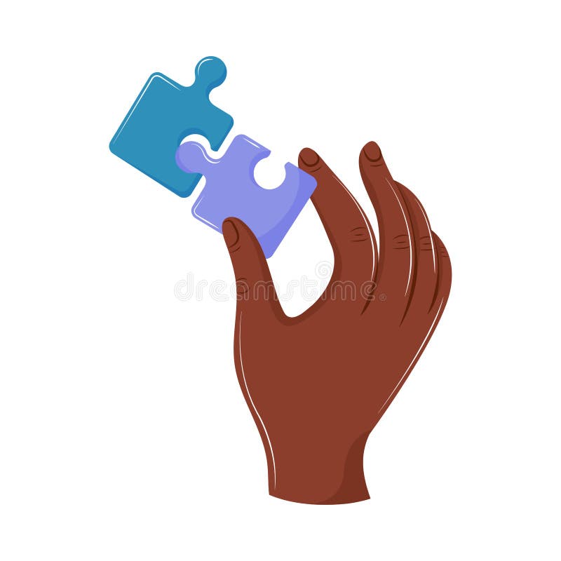 Hand with puzzles stock vector. Illustration of success - 255490758
