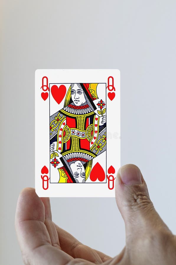 Hand with Queen of Hearts Playing Card Stock Image - Image of occasion ...