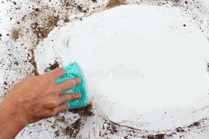 Hand With Rag Wiping Dirty Surface Stock Image - Image of everyday ...