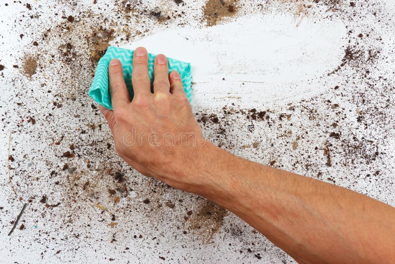 Hand with Rag Wiping Dirty Surface Stock Image - Image of everyday ...