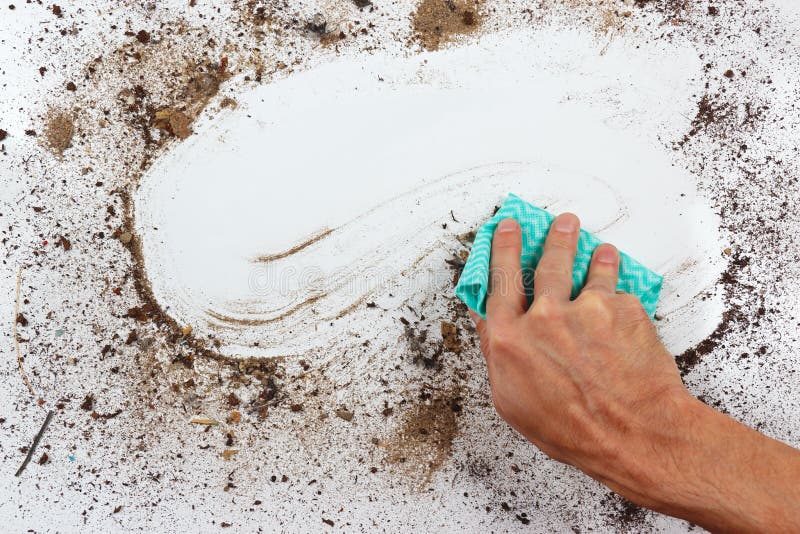 Hand with Rag Wiping Very Dirty Surface Stock Photo - Image of hygienic ...