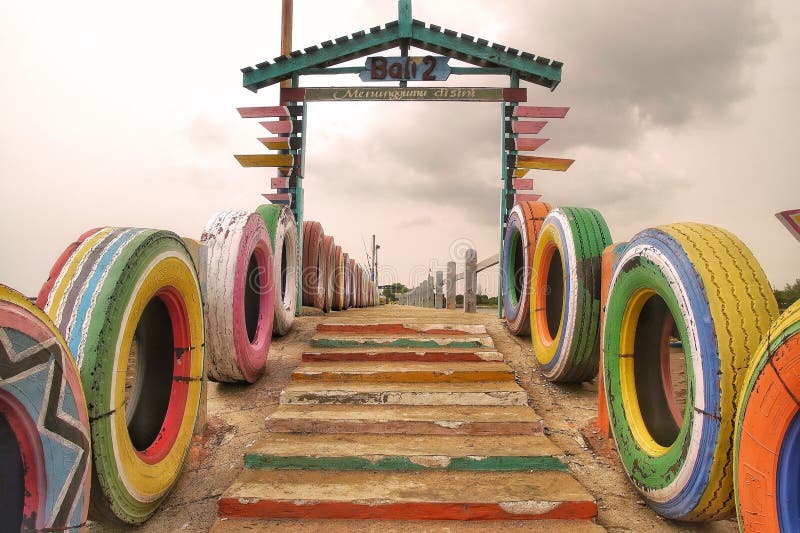 Hand Railing of a Bridge in Balongan Beach in Indramayu Editorial ...