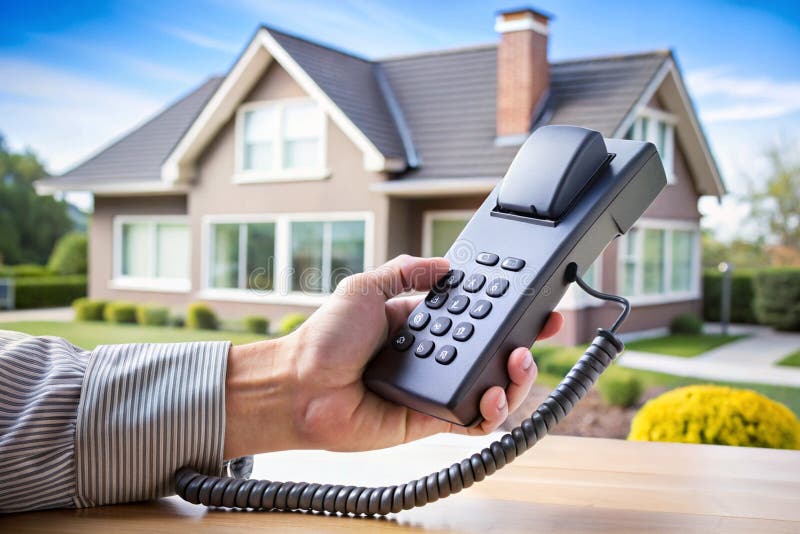 Hand Raise Up Home Phone for Communication Stock Illustration ...