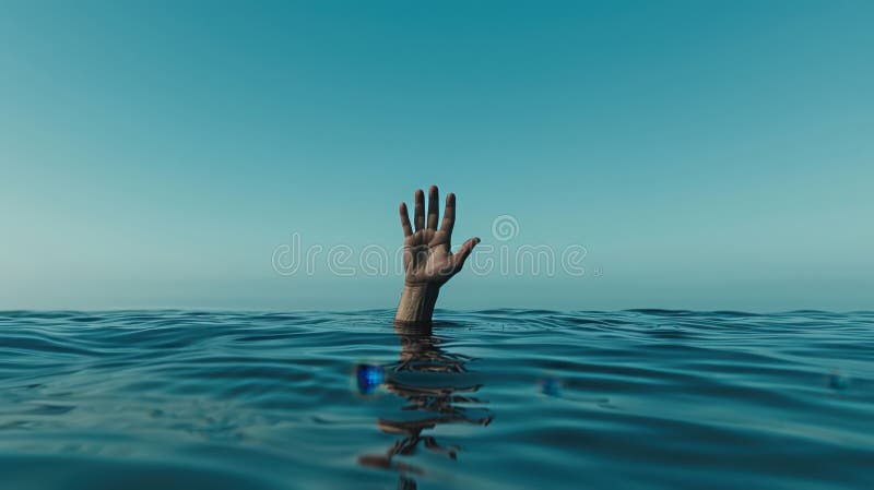 The Hand in Ocean.AI Generated Image Stock Image - Image of danger ...