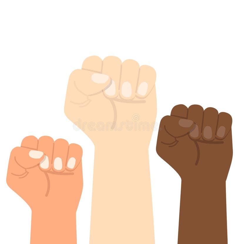 Hand Raised Fists of Different Colors Vector Illustrations Stock Vector ...
