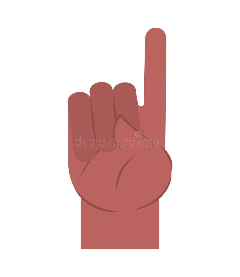 Raised Index Finger Icon in Cartoon Style Isolated on White Background ...